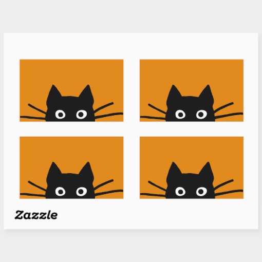 Funny Black Cat Rectangular Sticker | Zazzle