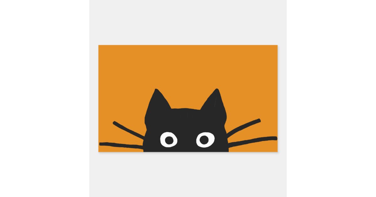 Funny Black Cat Rectangular Sticker | Zazzle