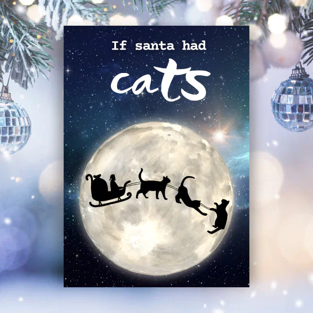 Funny black cat Santa Christmas Holiday Card | Zazzle