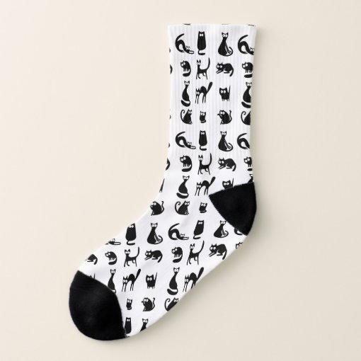 Funny Black Cat Socks for Cat Lovers | Zazzle