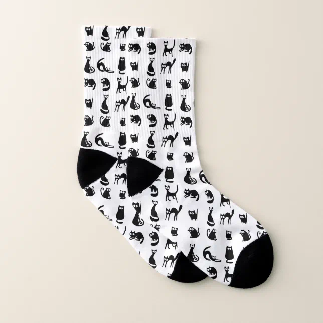 Funny Black Cat Socks for Cat Lovers | Zazzle