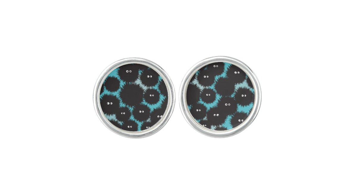 Funny black fluffy monsters cufflinks | Zazzle