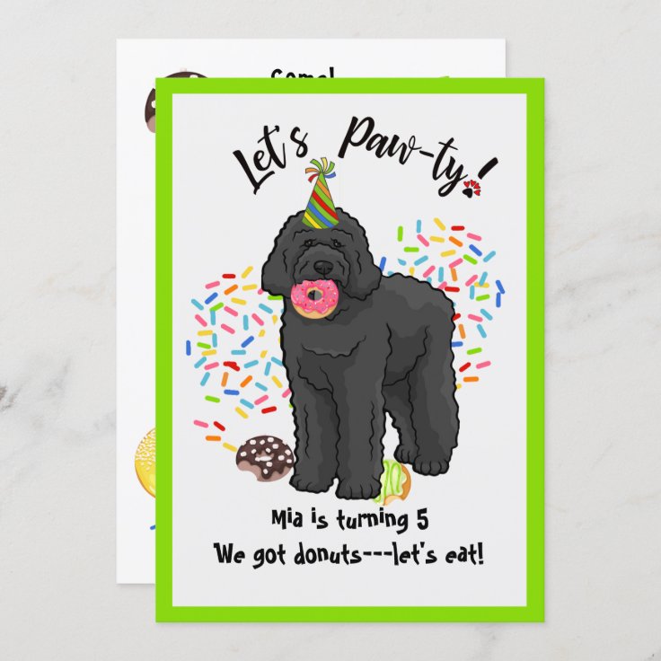 Funny Black Labradoodle Birthday Party Invitation | Zazzle