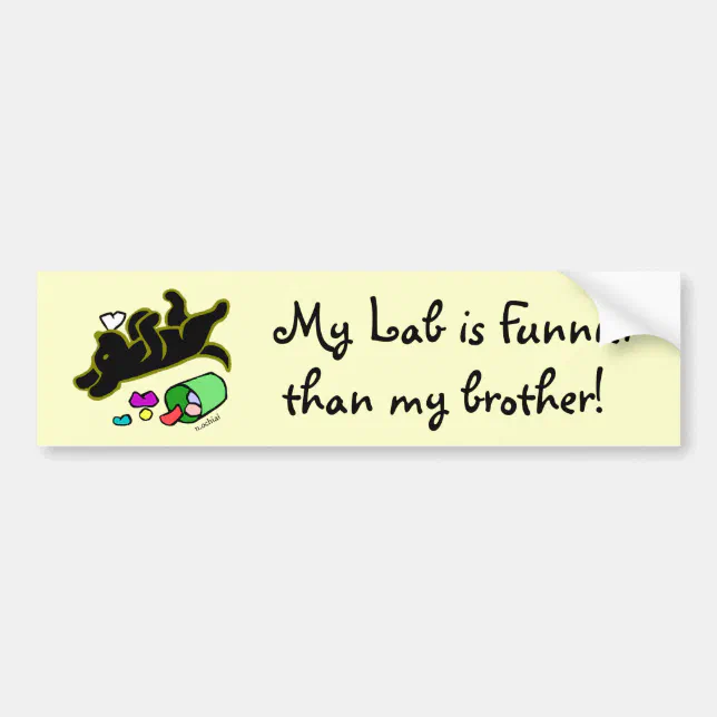 Funny Black Labrador Cartoon Illustration Bumper Sticker | Zazzle