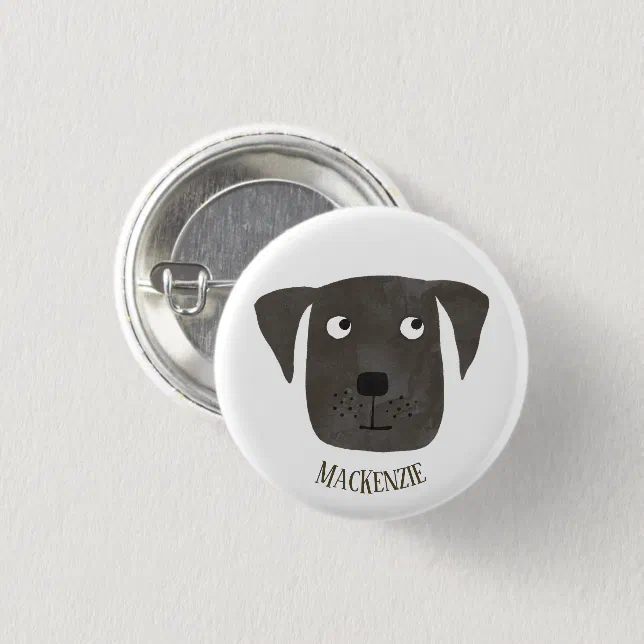 Funny Black Labrador Retriever Dog Custom Name Button | Zazzle