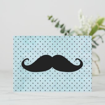 Funny Black Mustache On Teal Blue Polka Dots | Zazzle