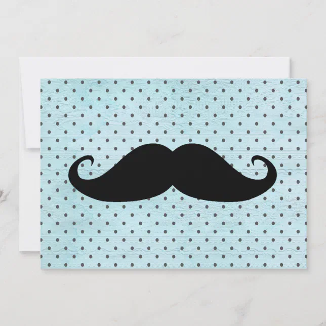 Funny Black Mustache On Teal Blue Polka Dots | Zazzle