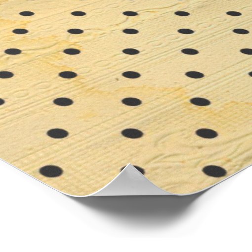 Funny Black Mustache On Vintage Yellow Polka Dots Poster | Zazzle