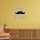 Funny Black Mustache On Vintage Yellow Polka Dots Poster | Zazzle