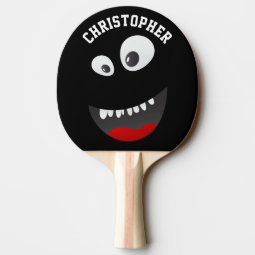 Funny Black Scary Face Novelty Personalized Name Ping-Pong Paddle | Zazzle