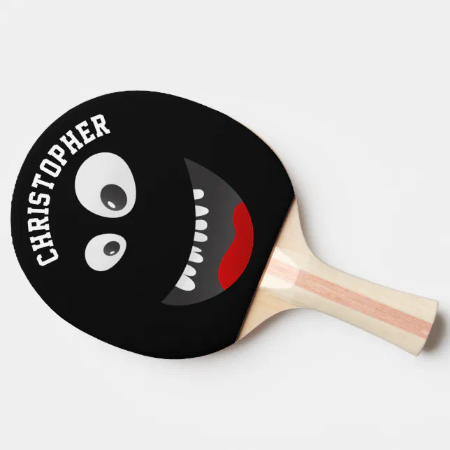 Funny Black Scary Face Novelty Personalized Name Ping-Pong Paddle | Zazzle