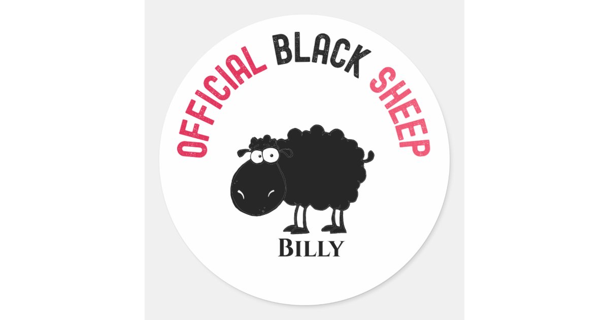 Funny black sheep classic round sticker | Zazzle
