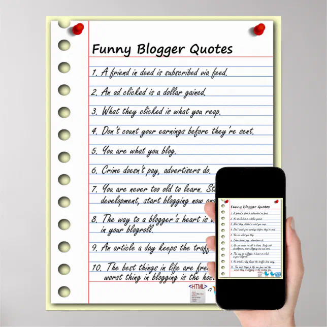 Funny Blogger Quotes Poster | Zazzle