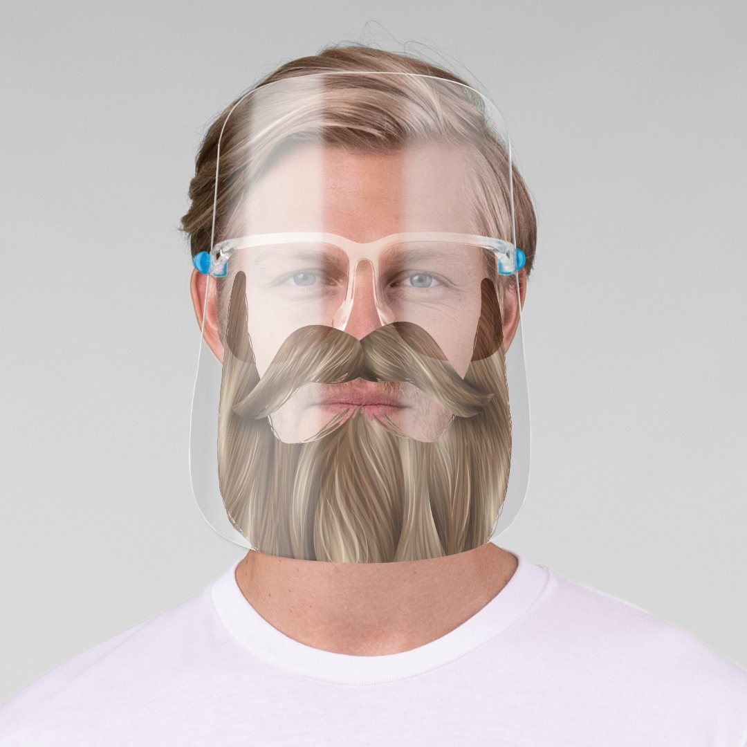 Funny Blond Beard & Mustache Facial Hair Face Shield | Zazzle