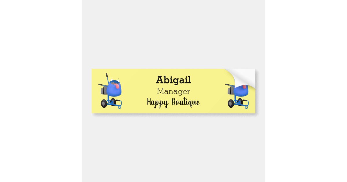 Funny blue cement mixer cartoon illustration bumper sticker | Zazzle
