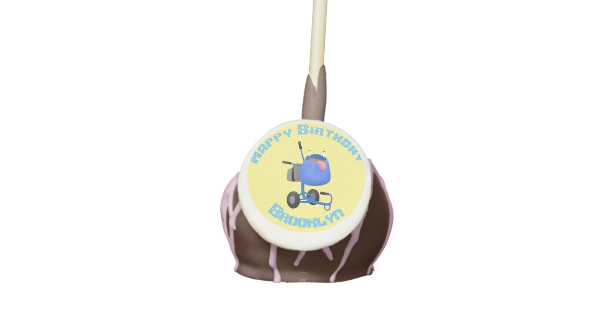 Funny blue cement mixer cartoon illustration cake pops | Zazzle