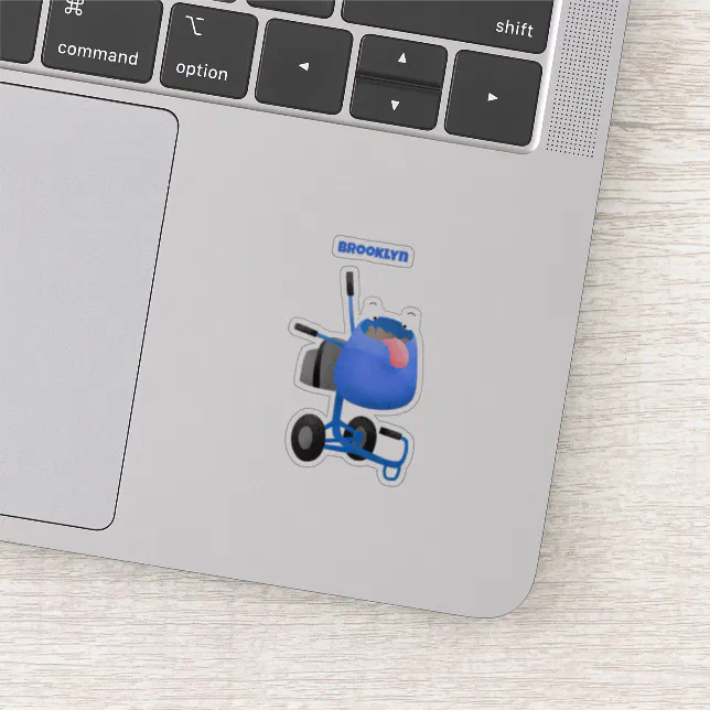 Funny blue cement mixer cartoon illustration sticker | Zazzle