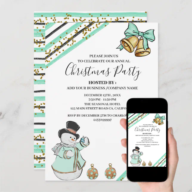Funny Blue Corporate Office Christmas Party Invitation | Zazzle
