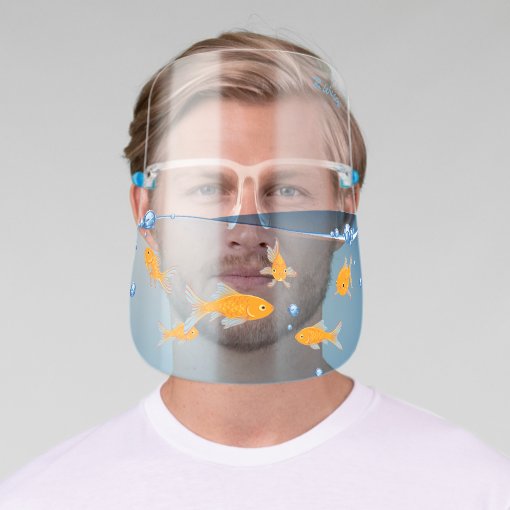Funny Blue Orange Cute Goldfish Face Shield | Zazzle