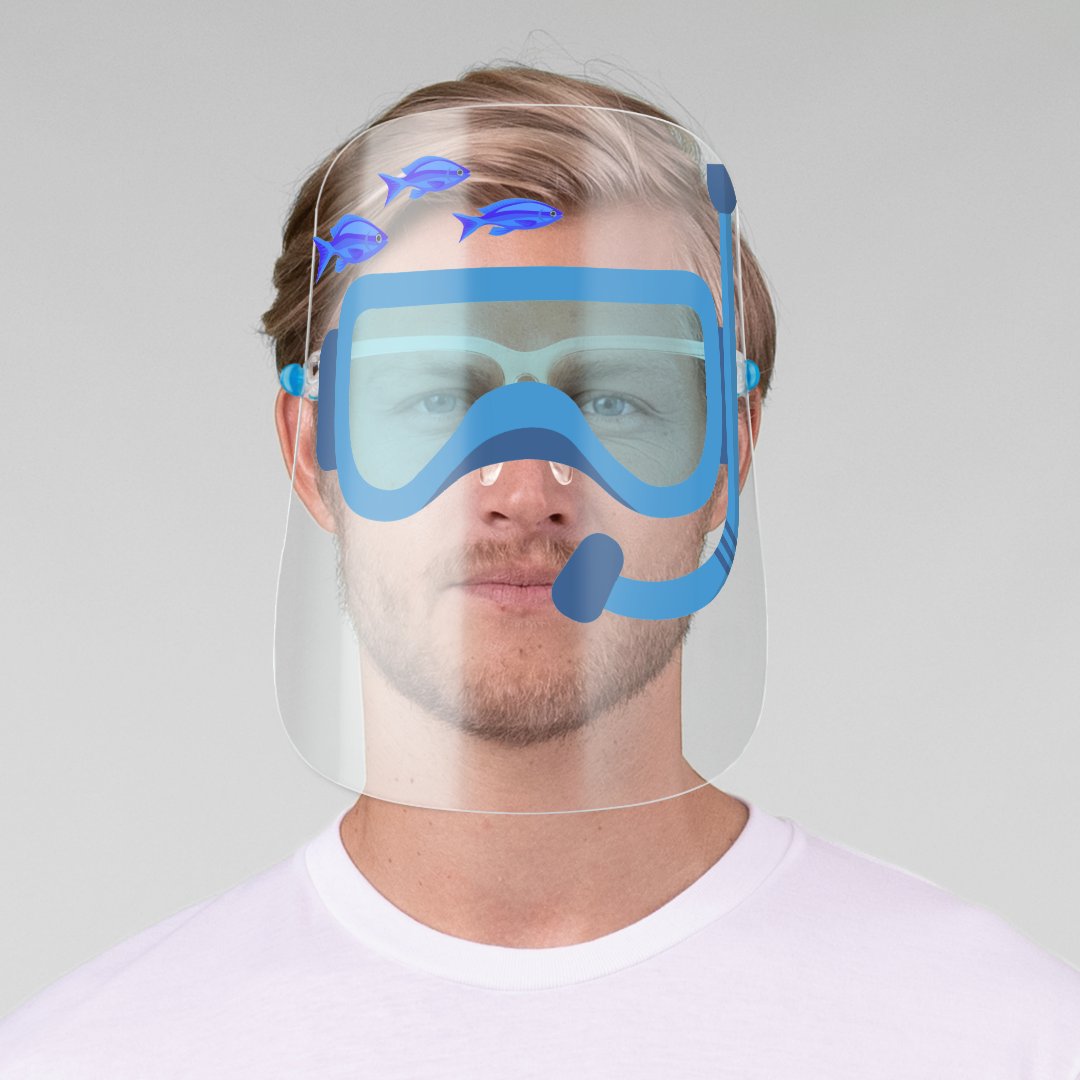 Funny Blue Snorkel Underwater Theme Face Shield | Zazzle
