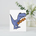 Funny Blue T-rex Dinosaur Eating Bacon Art Postcard | Zazzle
