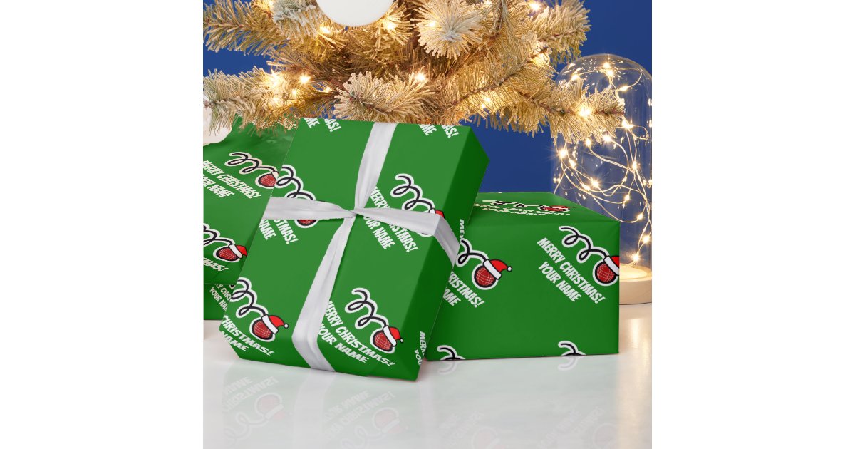 Funny bocce ball with Santa hat Christmas Wrapping Paper | Zazzle