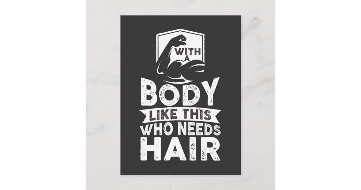 Funny Bodybuilder No Hair Bald Head Athlete Postcard | Zazzle