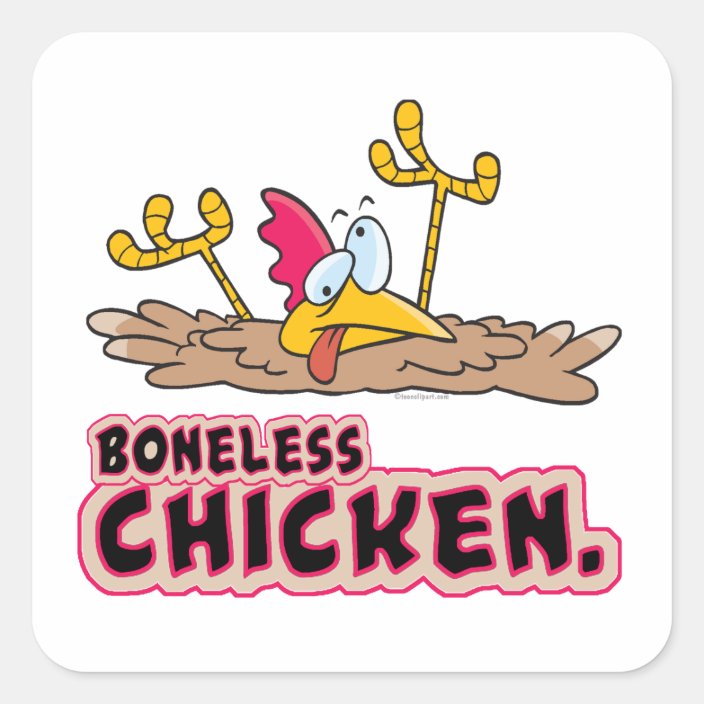funny boneless chicken cartoon square sticker | Zazzle.com
