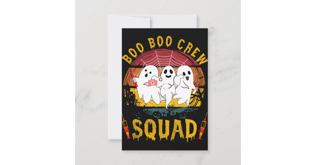 Funny Boo Boo Crew Squad Nurse Halloween Nurses RN Invitation | Zazzle