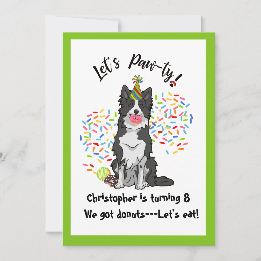 Funny Border Collie Birthday Party Invitation | Zazzle