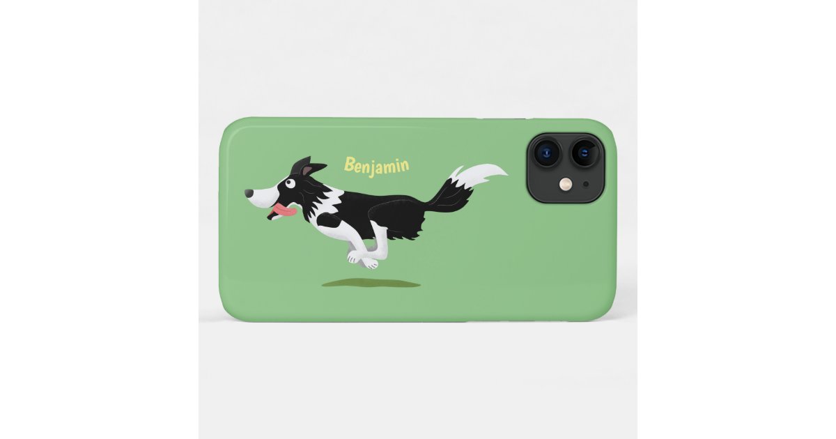 Funny Border Collie dog running cartoon Case-Mate iPhone Case | Zazzle