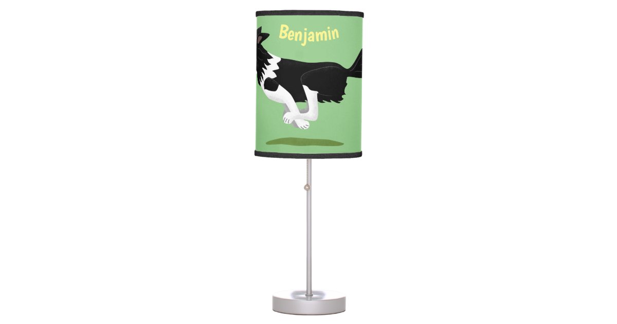 Funny Border Collie dog running cartoon Table Lamp | Zazzle