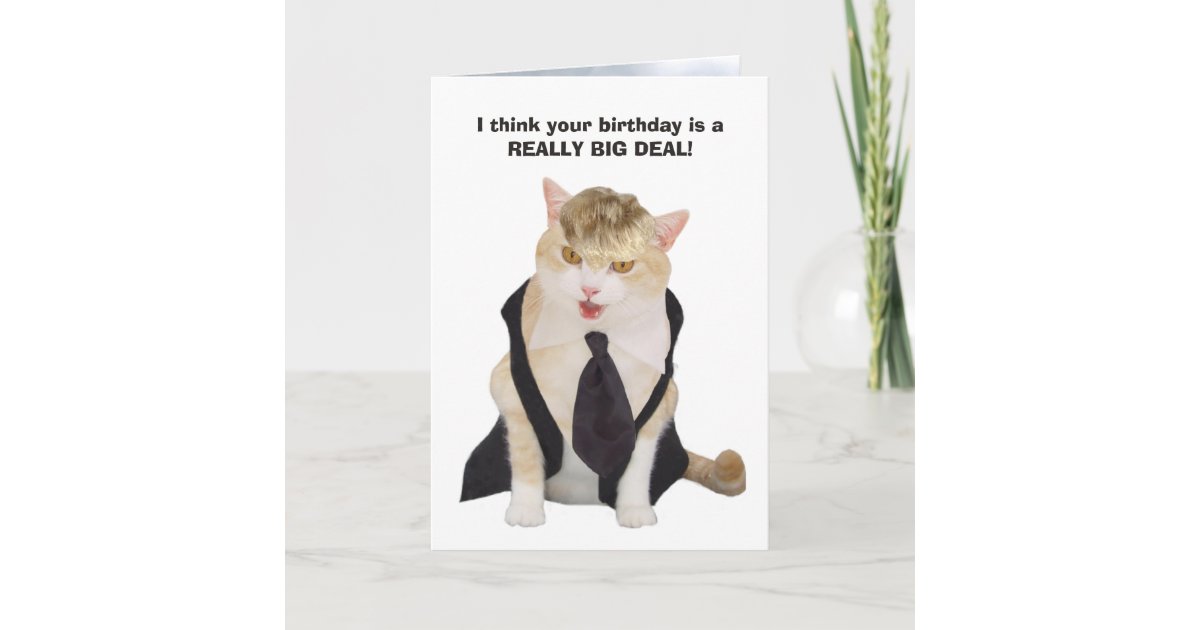 Funny Boss Cat with Blonde Toupee Card | Zazzle