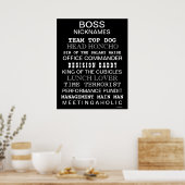 Funny Boss Nicknames Poster | Boss Joke Sign Gift | Zazzle