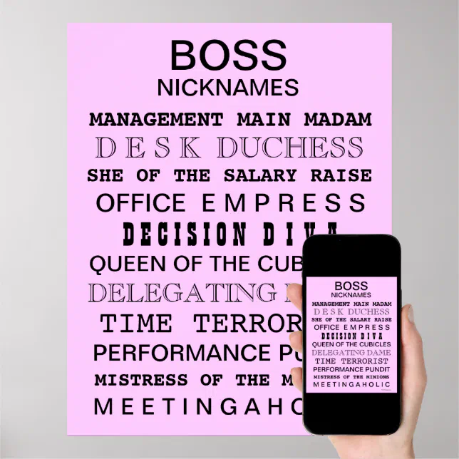 Funny Boss Poster | Office Sign | Female Boss Gift | Zazzle