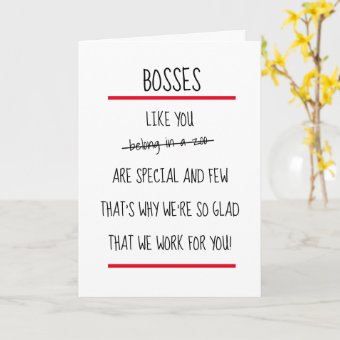 Funny Bosses Cheeky Verse Boss Day Card | Zazzle