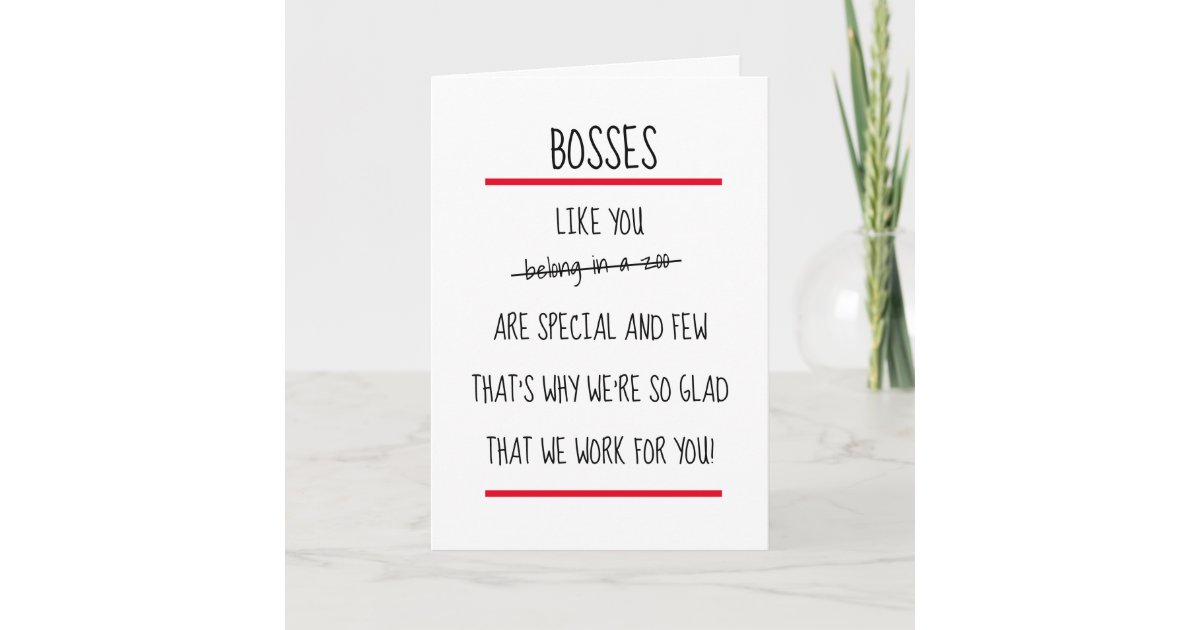 Funny Bosses Cheeky Verse Boss Day Card | Zazzle