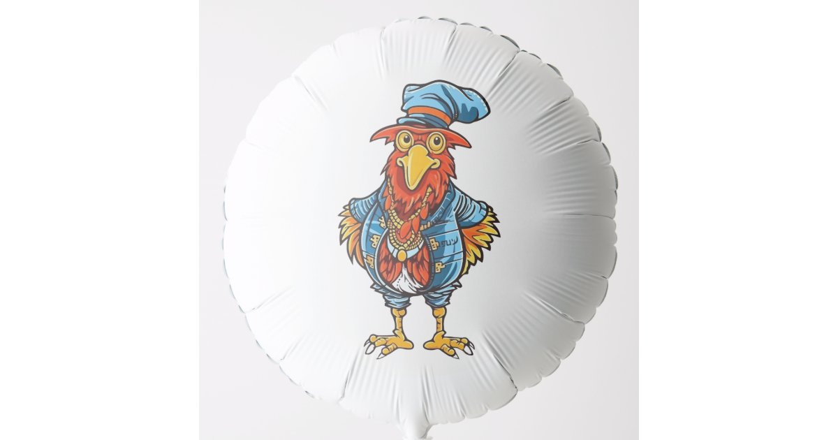 Funny Bossy Cartoon Rooster Balloon | Zazzle
