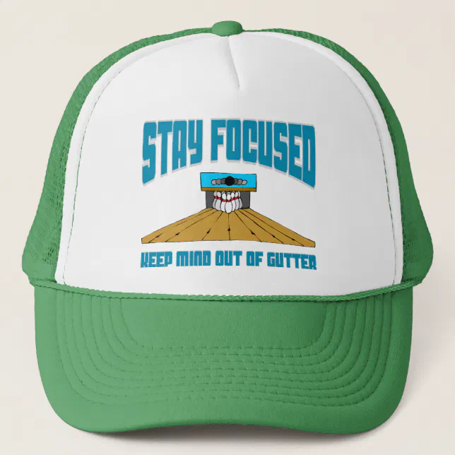 Funny Bowling Keep Mind Out Of Gutter Trucker Hat | Zazzle