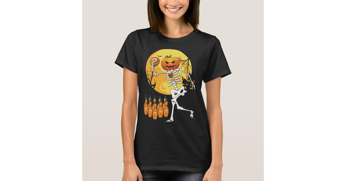 Funny Bowling Skeleton Halloween Dancing T-Shirt | Zazzle