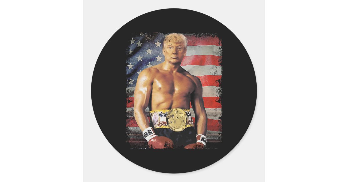 Funny Boxer Trump Trump Rocky Meme Classic Round Sticker | Zazzle