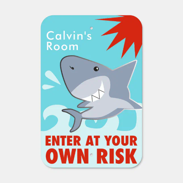 Funny Boys Room Warning Sign | Shark | Zazzle