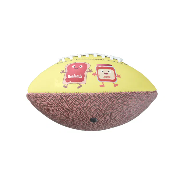Funny bread and jam cartoon characters football | Zazzle