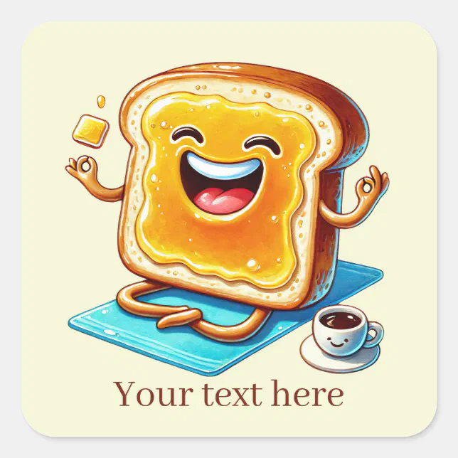 Funny Breakfast toast add text Square Sticker | Zazzle