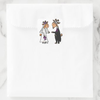 Funny Bride and Groom Goat Wedding Square Sticker | Zazzle