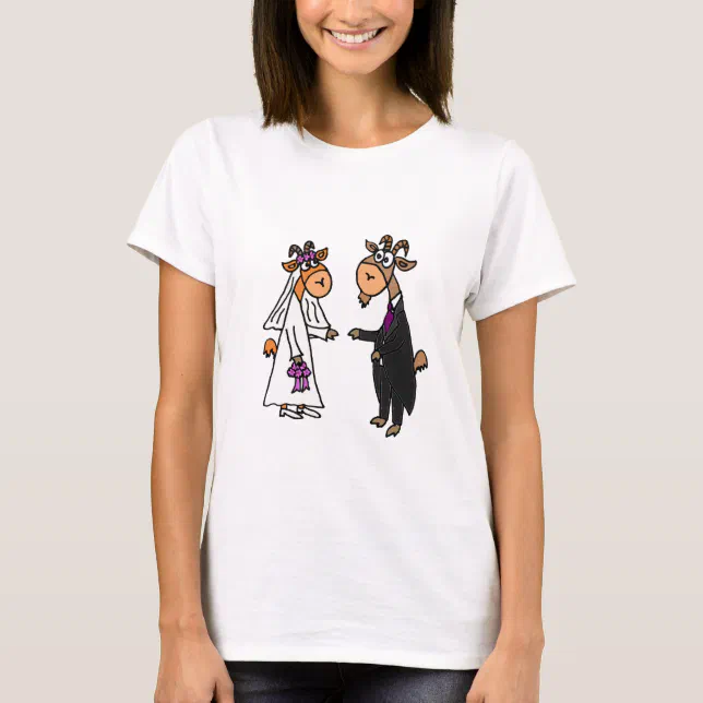 Funny Bride and Groom Goat Wedding T-Shirt | Zazzle
