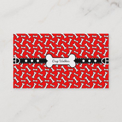 Funny Bright Red Dog Bone Pattern for Dog Lovers Business Card | Zazzle