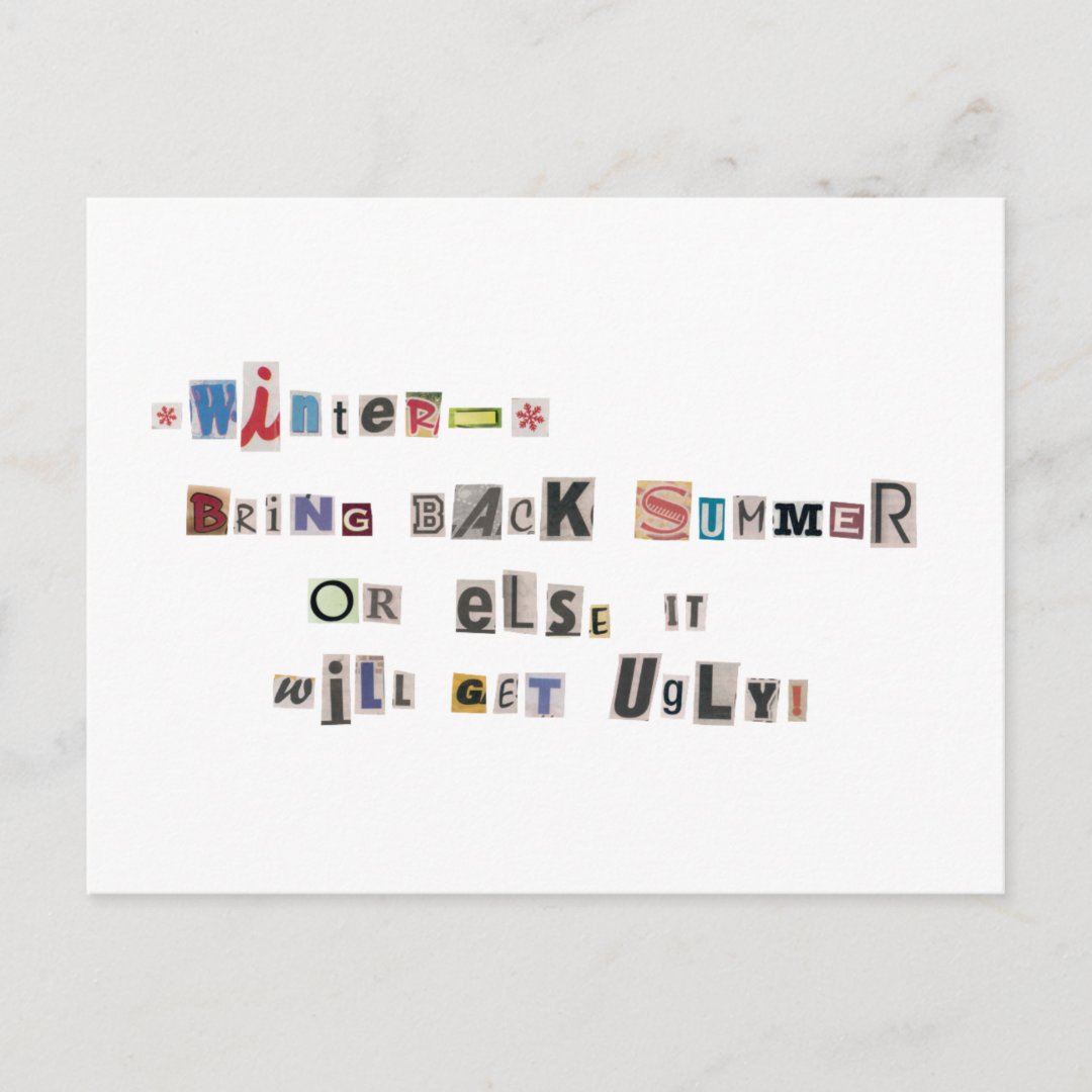 Funny Bring Back Summer Ransom Note Collage Postcard | Zazzle