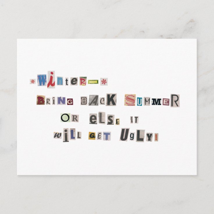 Funny Bring Back Summer Ransom Note Collage Postcard | Zazzle
