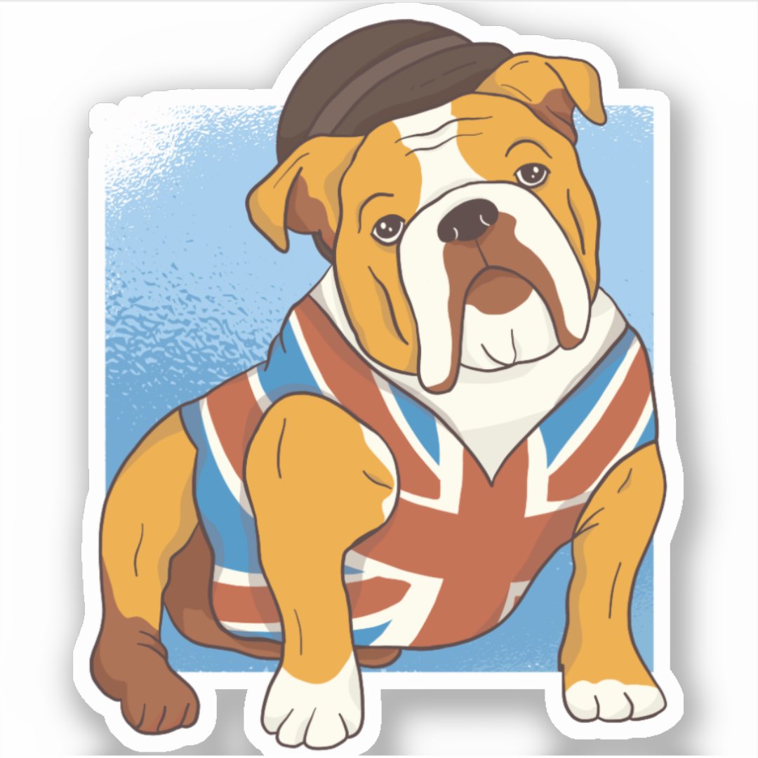 Funny British Bulldog English Flag Patriotic Sticker | Zazzle